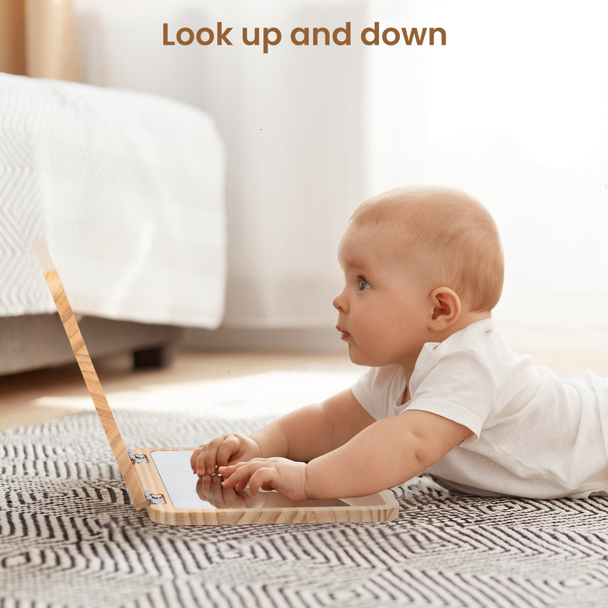 Woodtoe Tummy Time Mirror for Infant, 0-180° Adjustable Baby Mirrors w