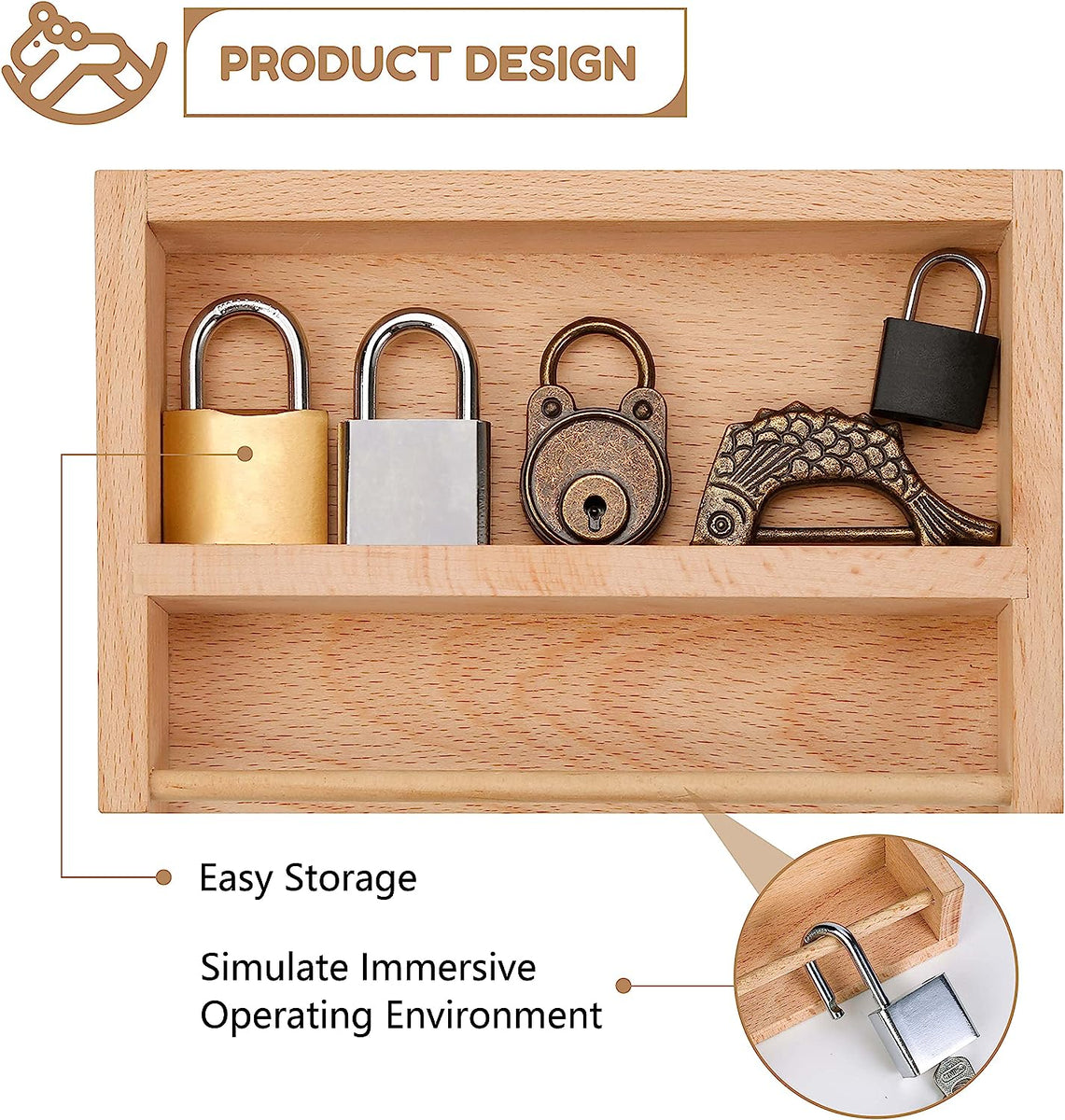Woodtoe Montessori Lock and Key Toy Set for Kids, Educational Lock Set