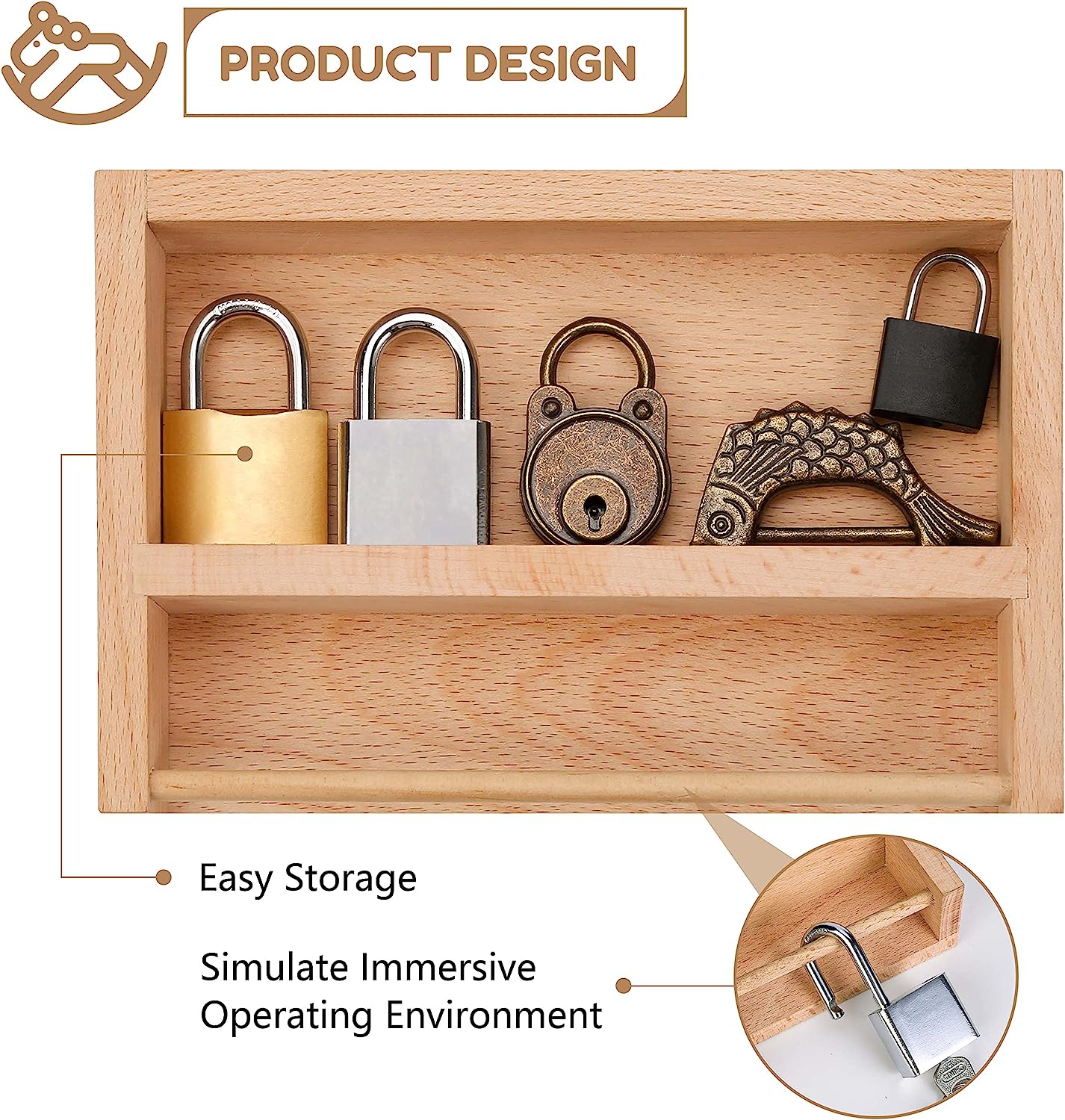 Woodtoe Montessori Lock and Key Toy Set for Kids, Educational Lock Set